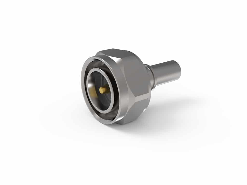 Conector tipo 4.3/10 mini DIN, recto, crimpado, con lengüeta de resorte ...